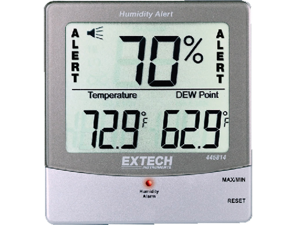 Thermometer-Humidity Alert, Big Digit Rh, Temp, Dew Point