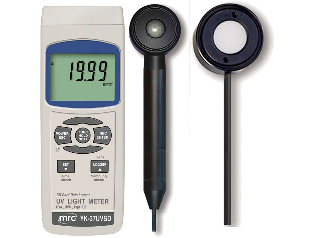 UVA, UVC light meter+data logger, type K/J thermometer 3